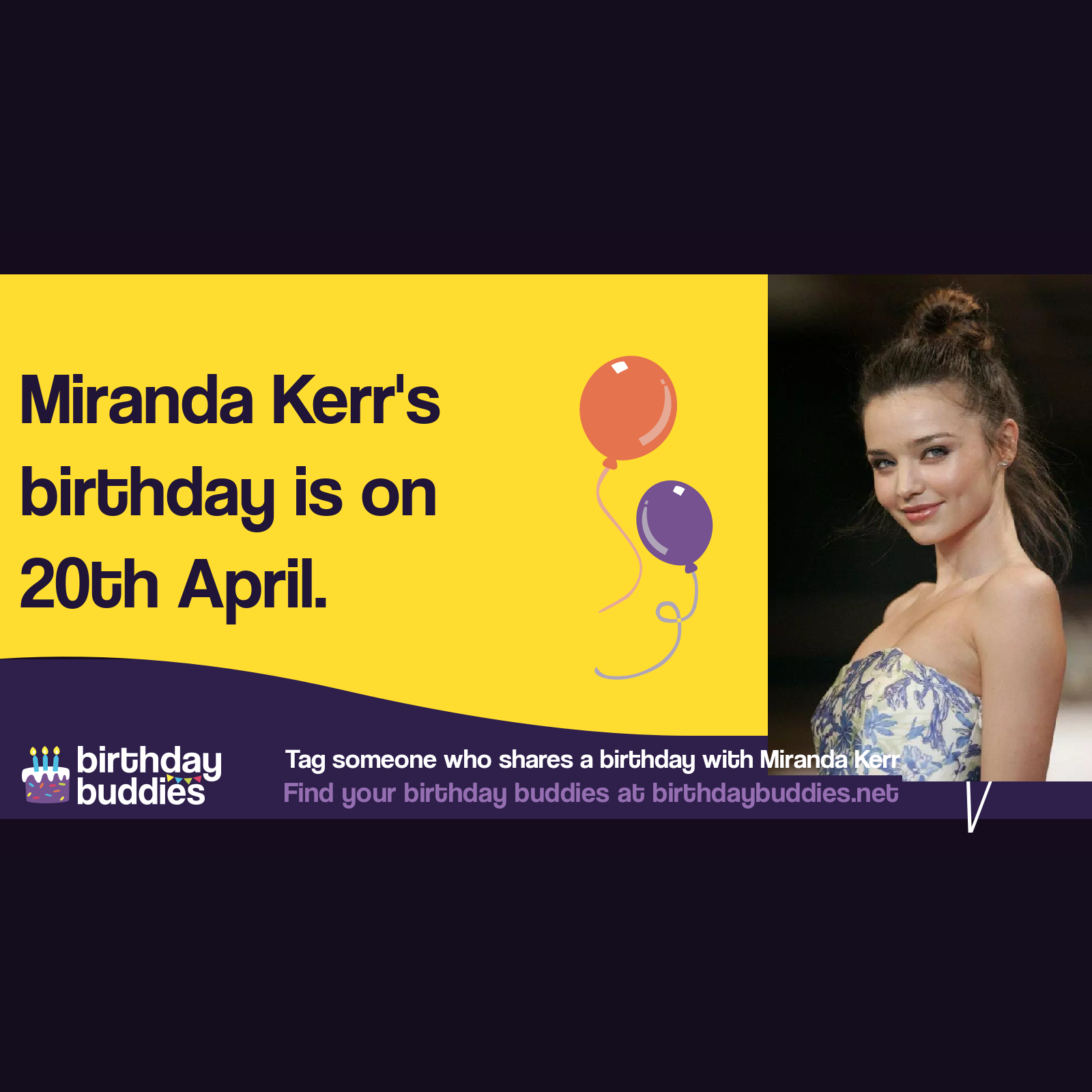 Miranda Kerr's birthday is 20th April 1983
