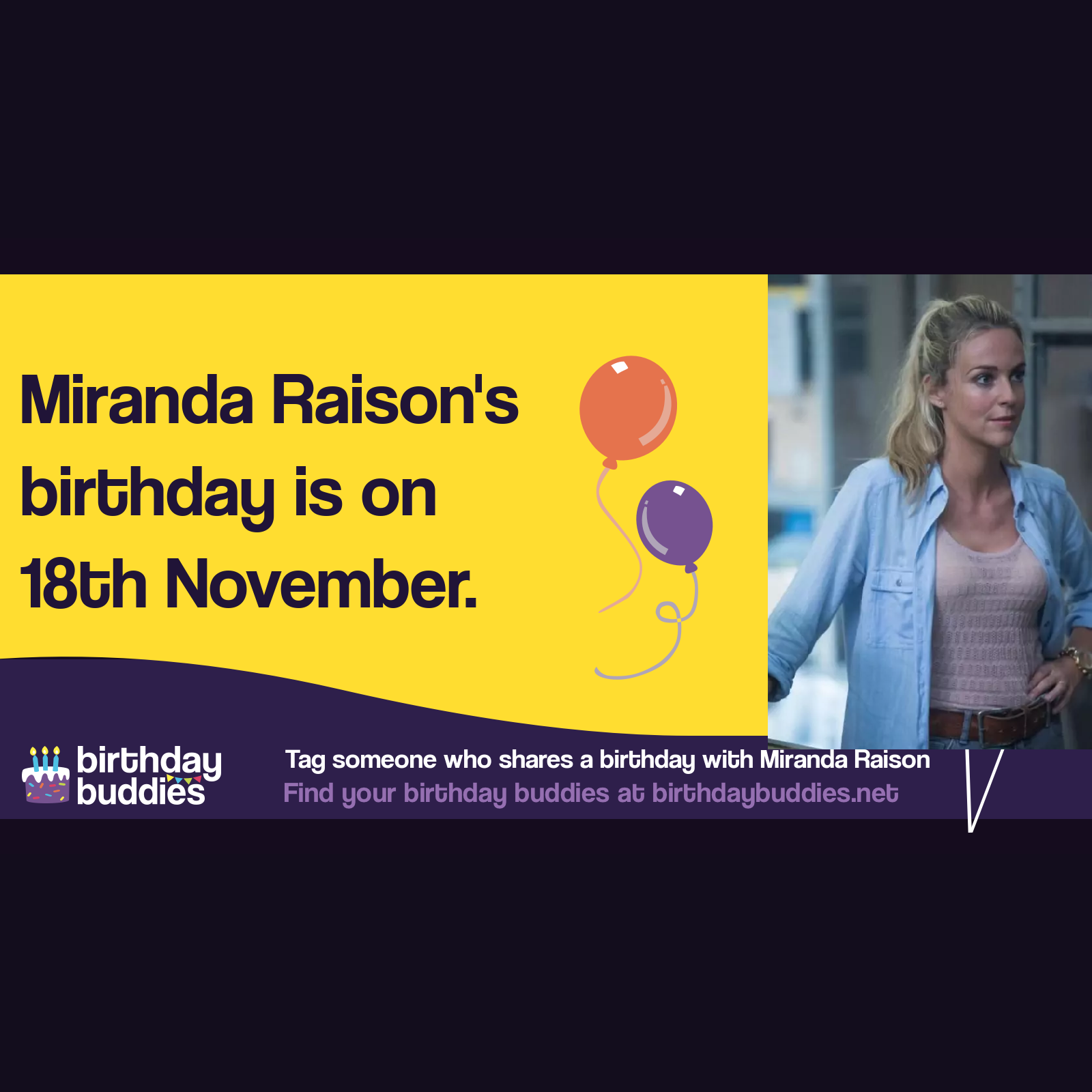 Miranda Raison's birthday is 18th November 1980