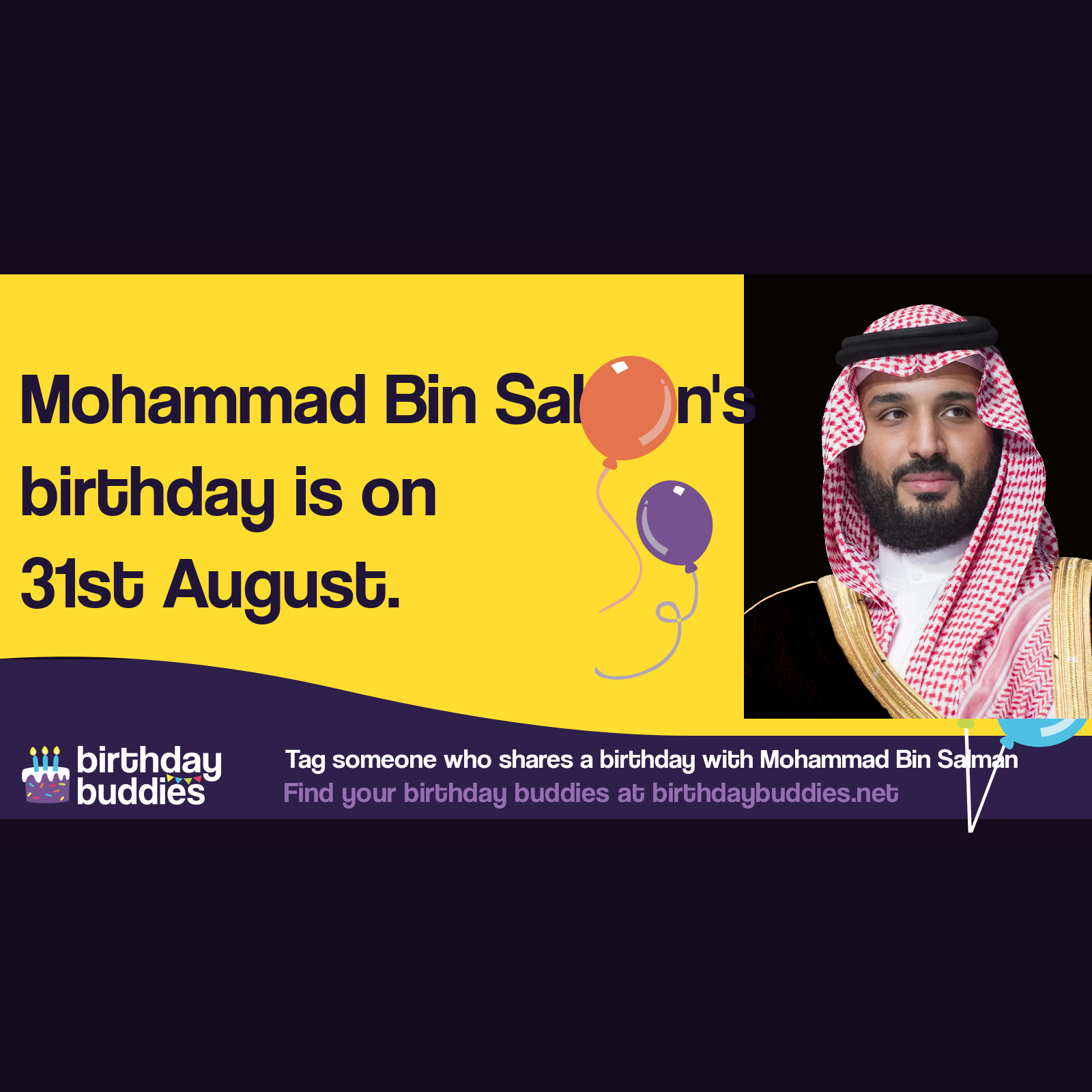 Mohammad Bin Salman's birthday is 31st August 1985