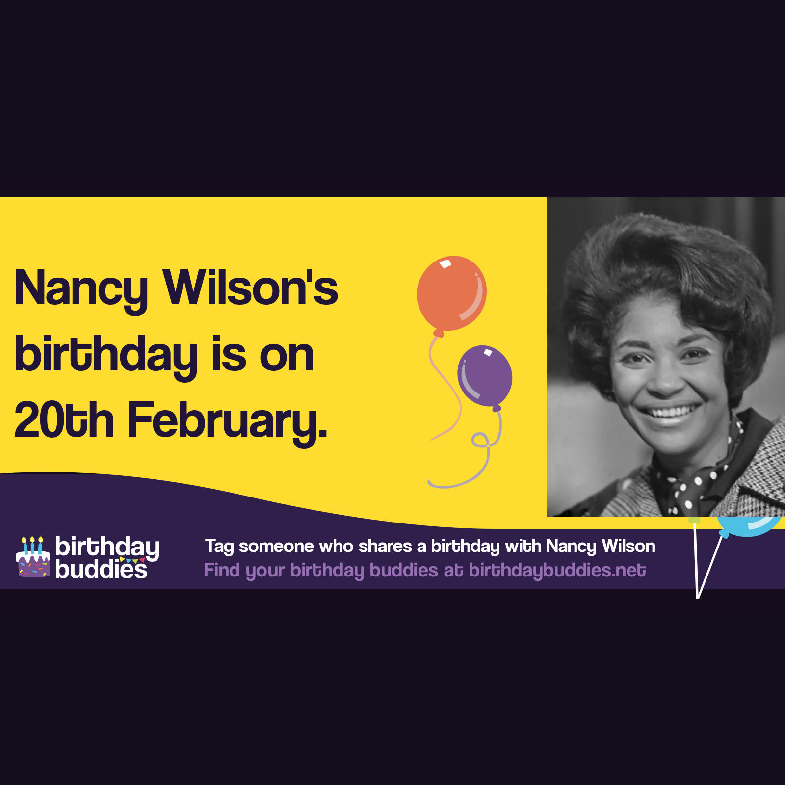 Nancy Wilson's birthday was 20th February 1937
