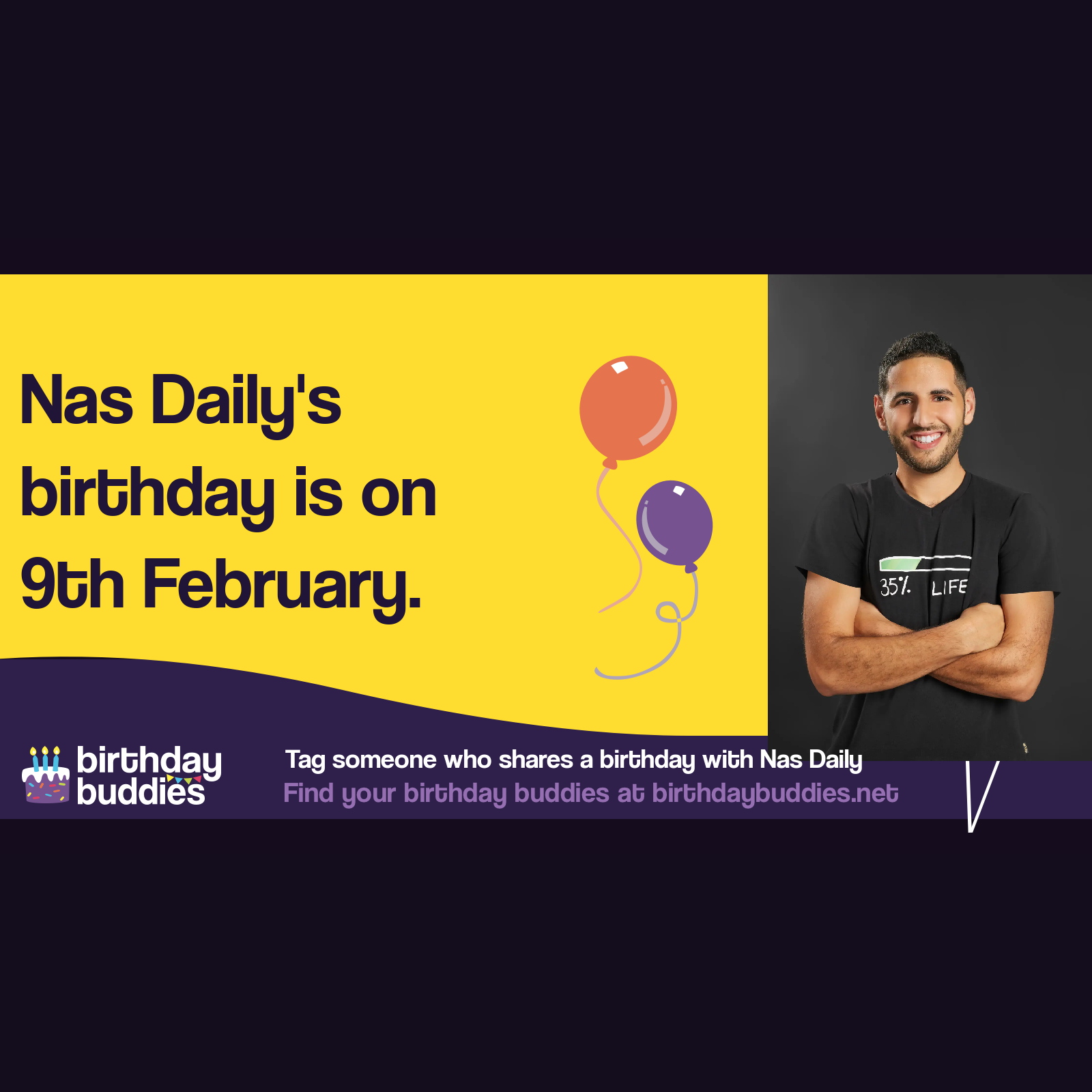 Nas Daily's birthday is 9th February 1992