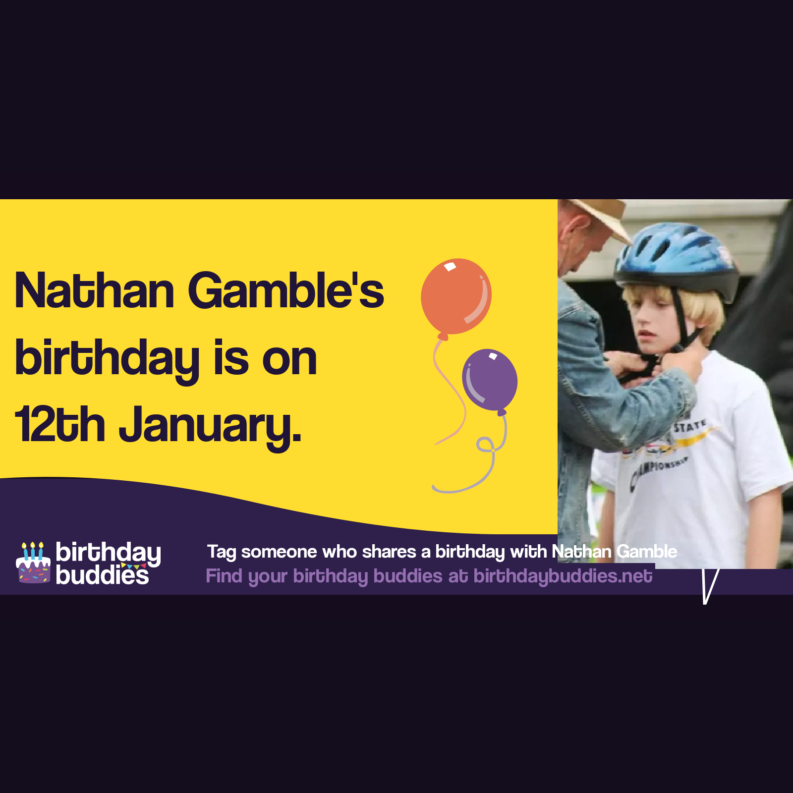 Nathan Gamble's birthday is 12th January 1998