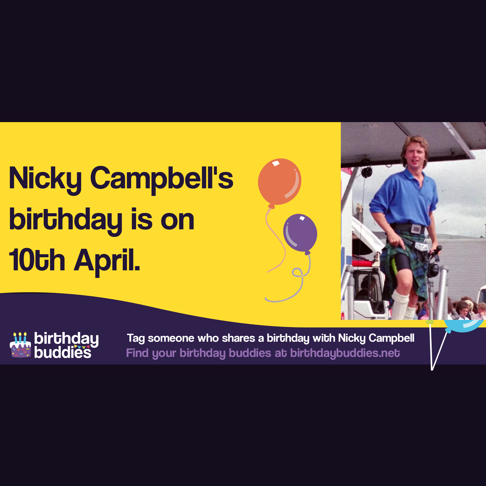Nicky Campbell's birthday is 10th April 1961