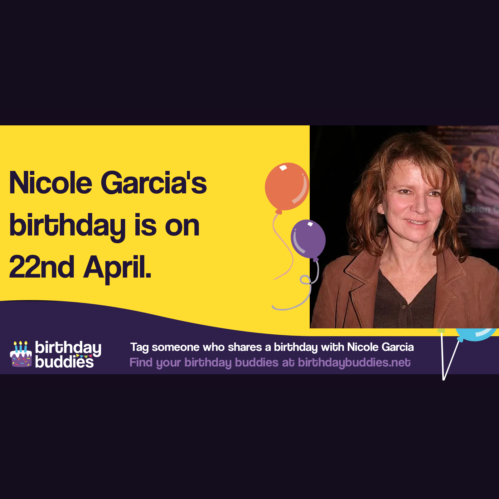 Nicole García's birthday is 22nd April 1946