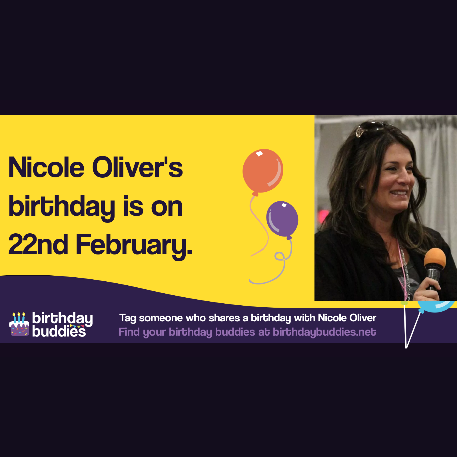 Nicole Oliver's birthday is 22nd February 1970
