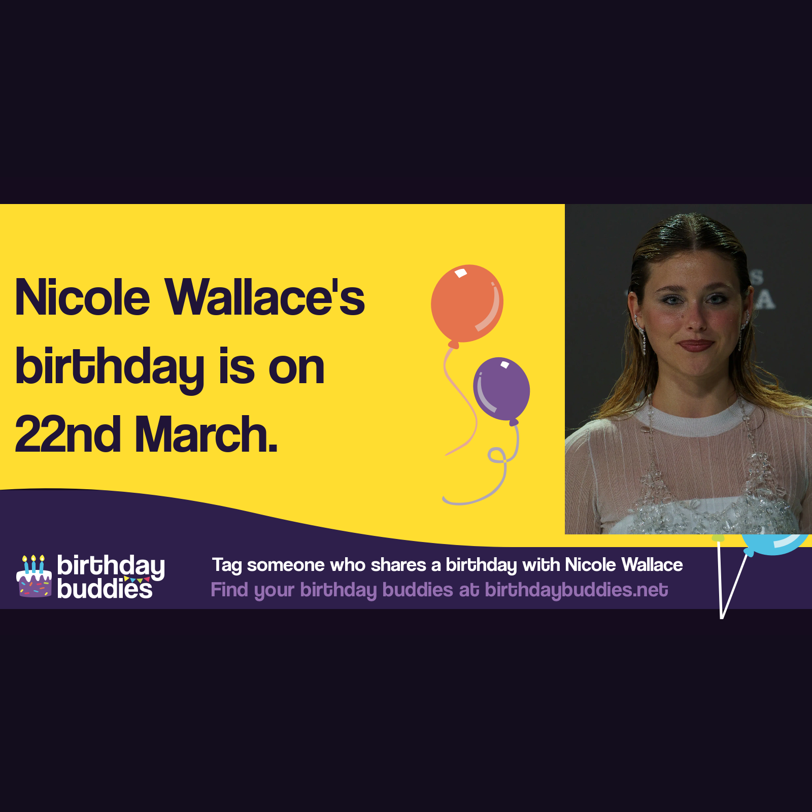 Nicole Wallace's birthday is 22nd March 2002