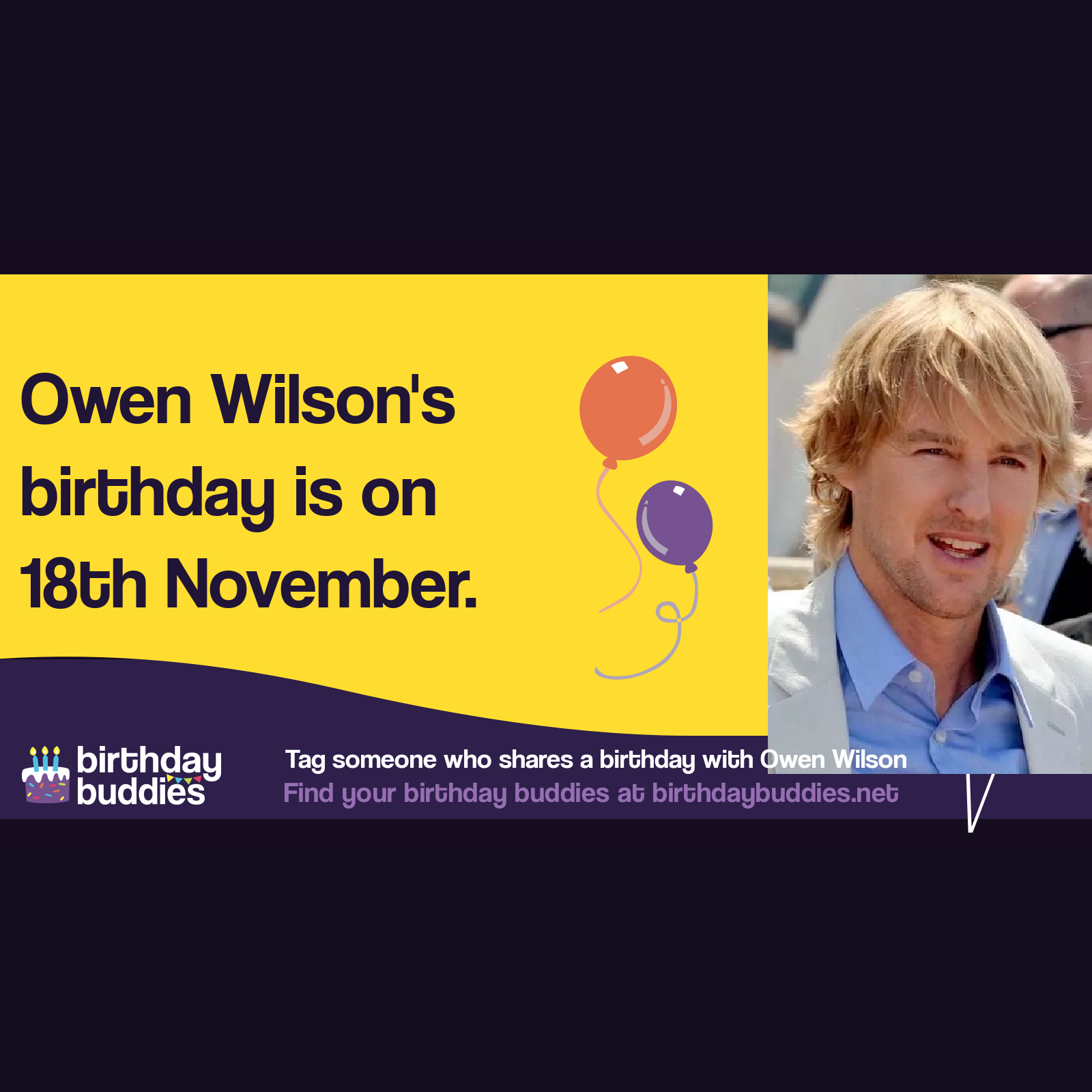 Owen Wilson's birthday is 18th November 1968 Owen Wilson's birthday is 18th November 1968