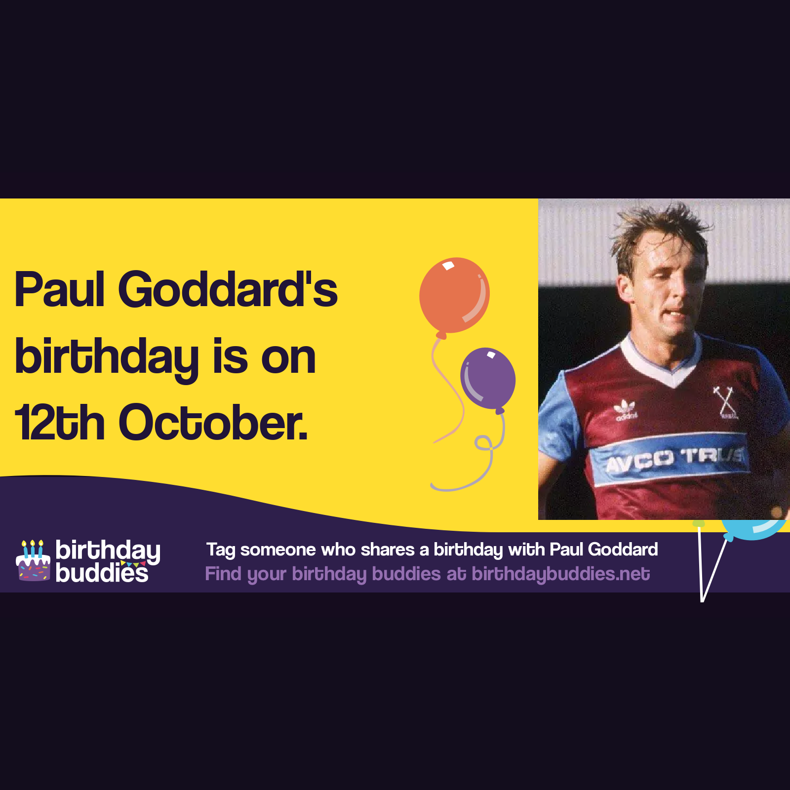 Paul Goddard's birthday is 12th October 1959