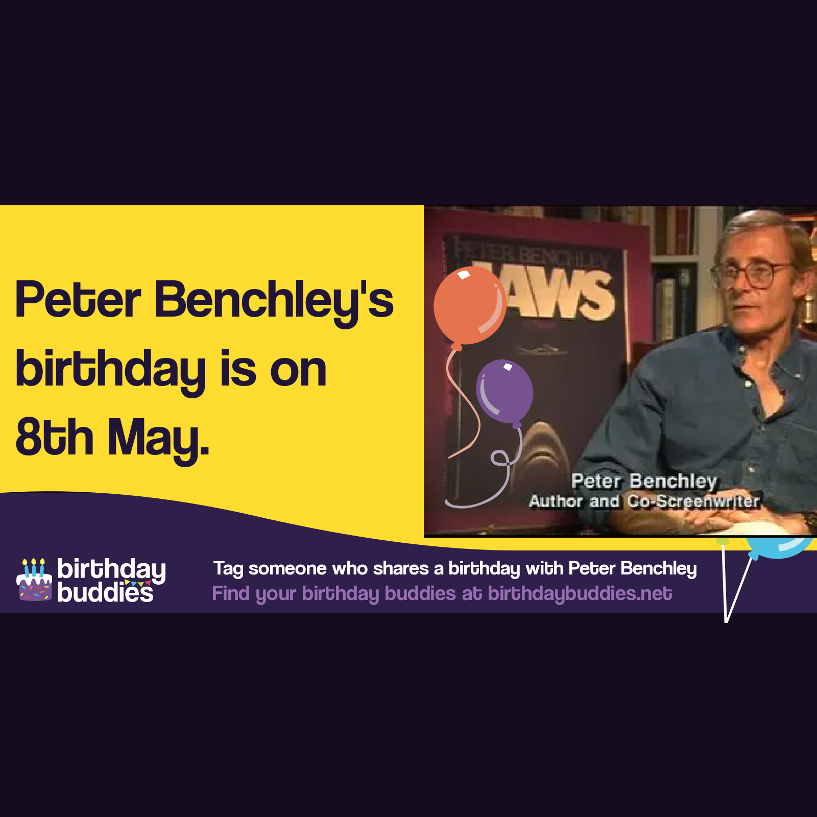 Peter Benchley's birthday was 8th May 1940