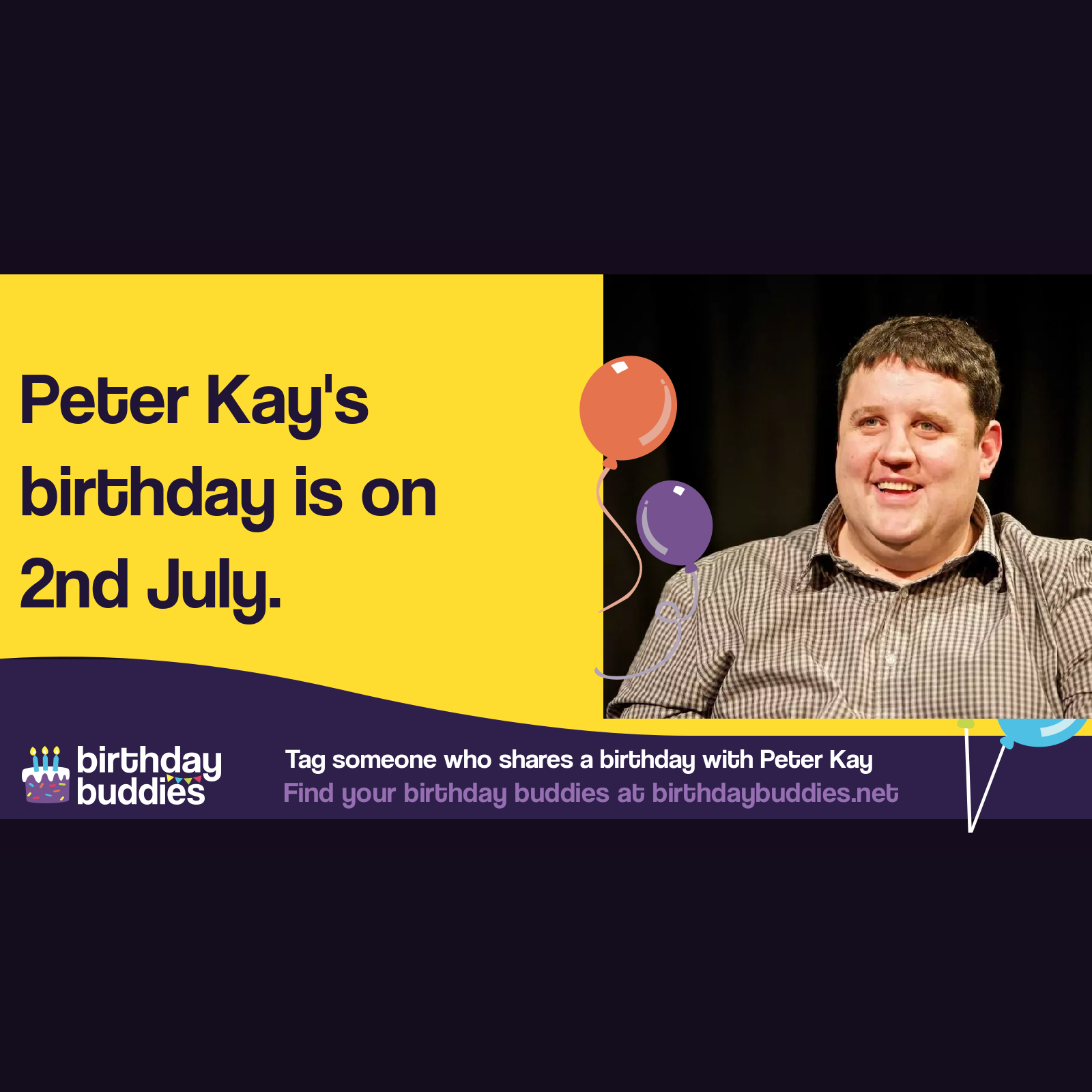 Peter Kay's birthday is 2nd July 1973