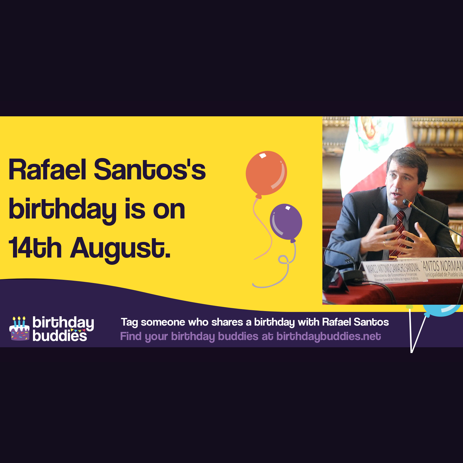 Rafael Santos's birthday is 14th August 1968