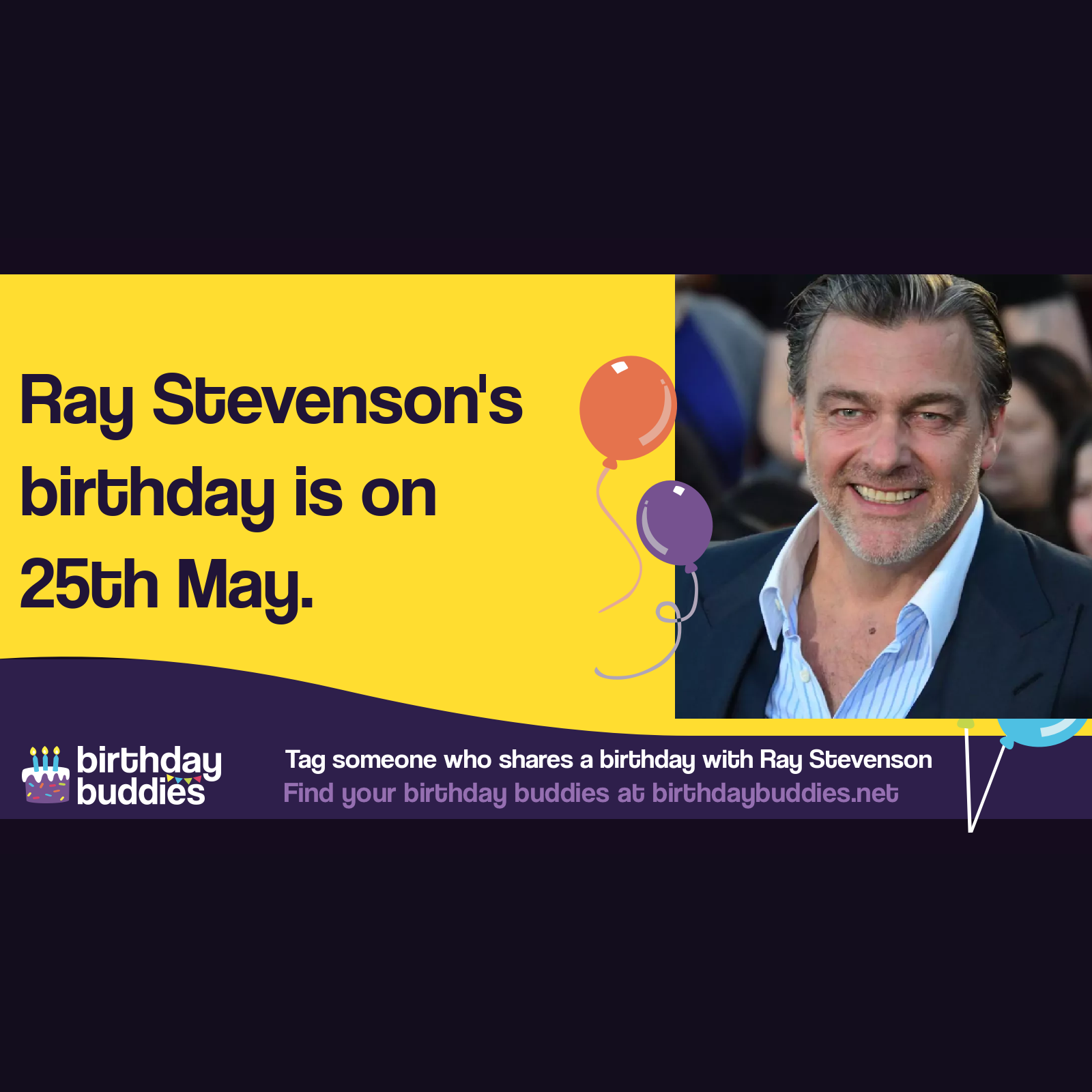 Ray Stevenson's birthday was 25th May 1964