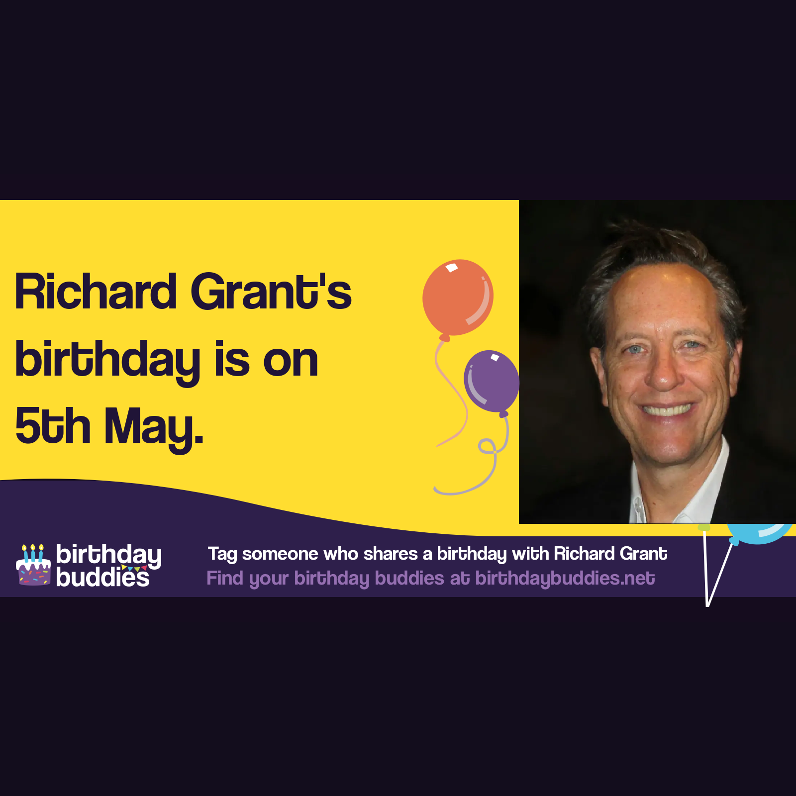 Richard Grant's birthday is 5th May 1957