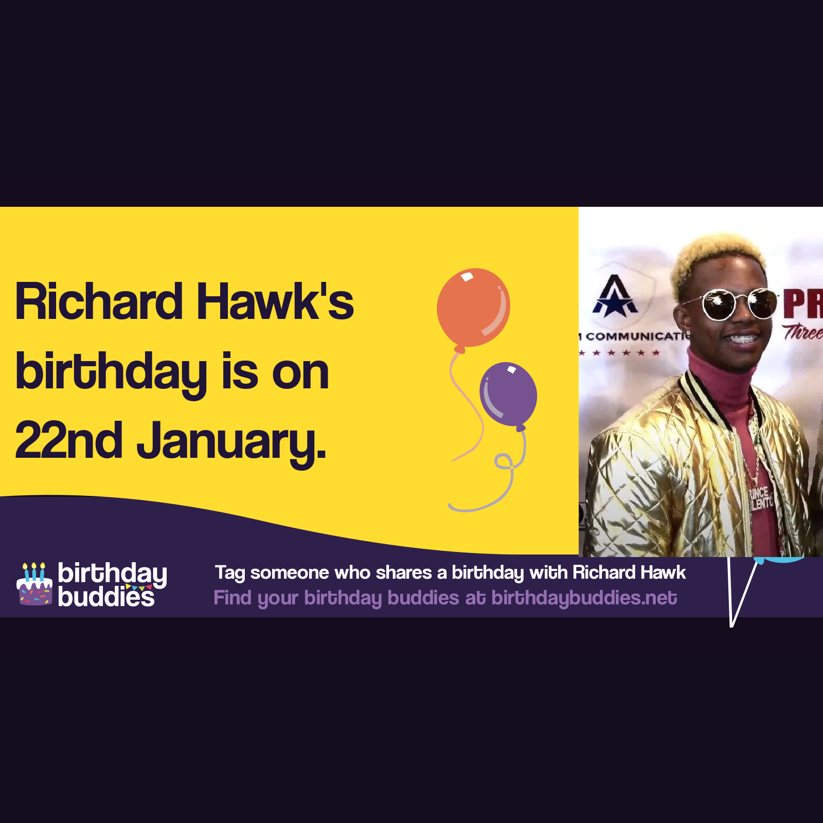 Richard Hawk's birthday is 22nd January 1998