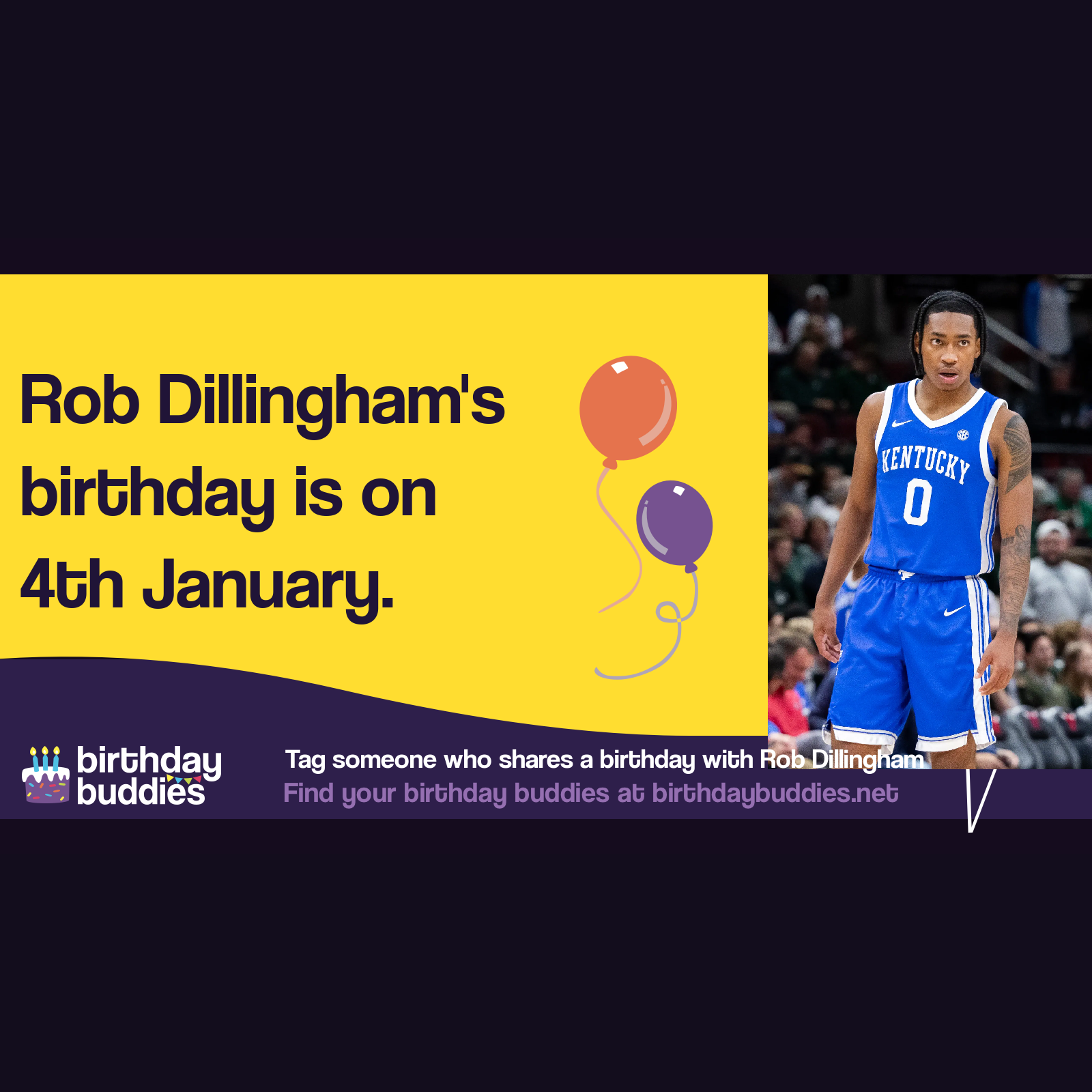 Rob Dillingham's birthday is 4th January 2005