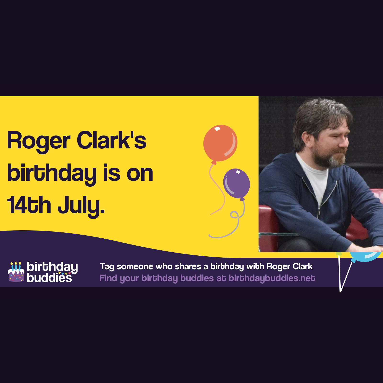 Roger Clark's birthday is 14th July 1981