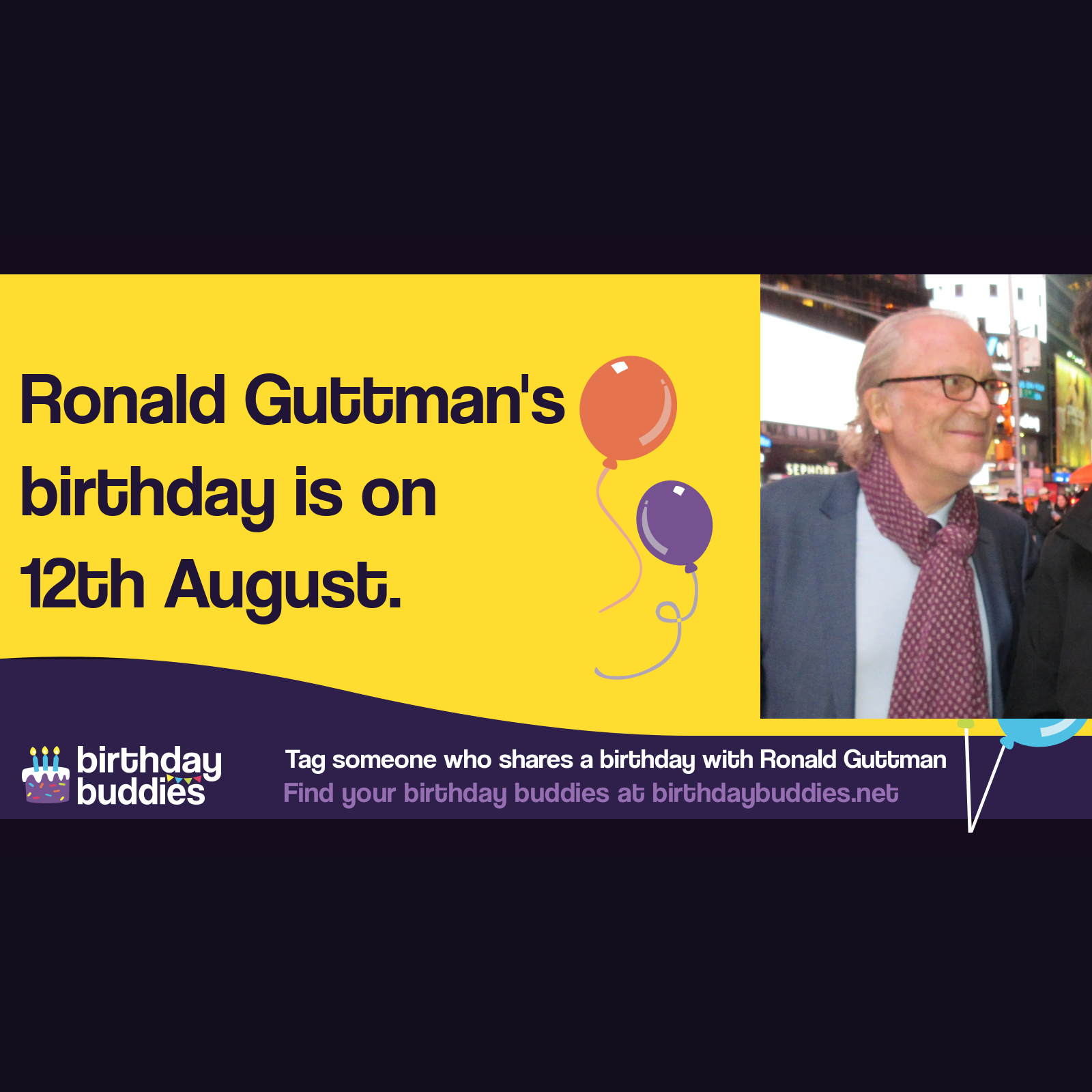 Ronald Guttman's birthday is 12th August 1952