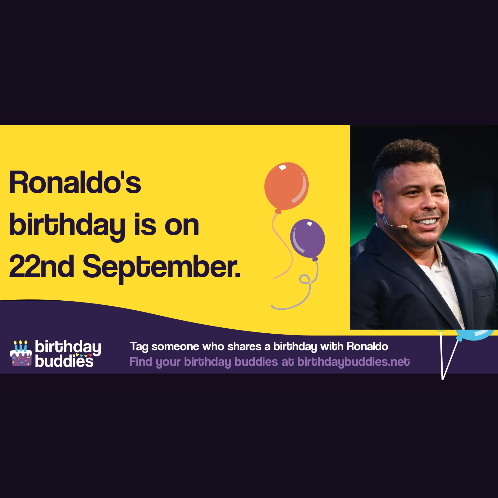 Ronaldo's birthday is 22nd September 1976