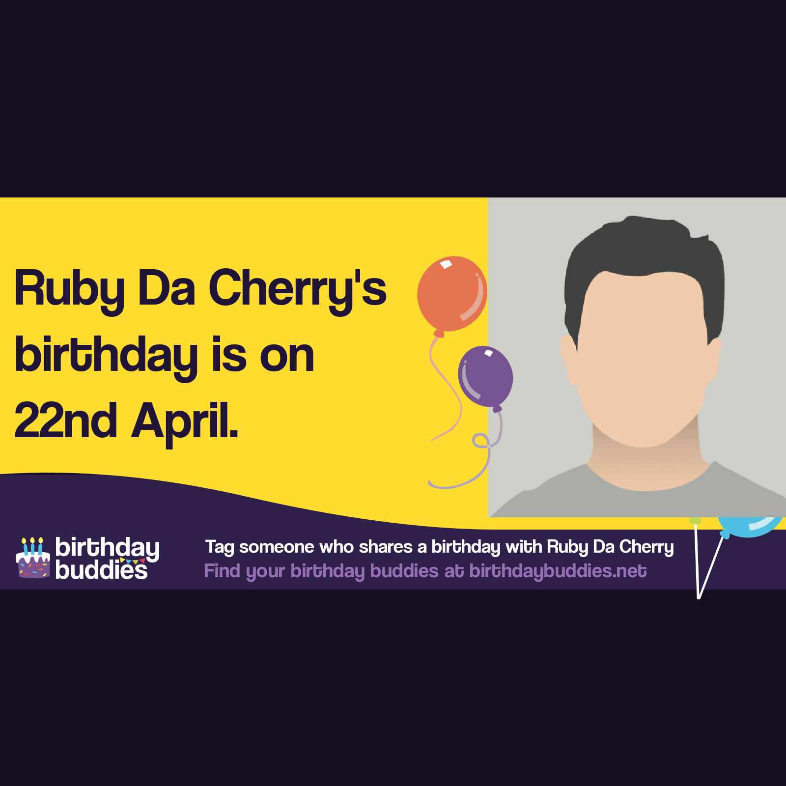 Ruby Da Cherry's birthday is 22nd April 1990