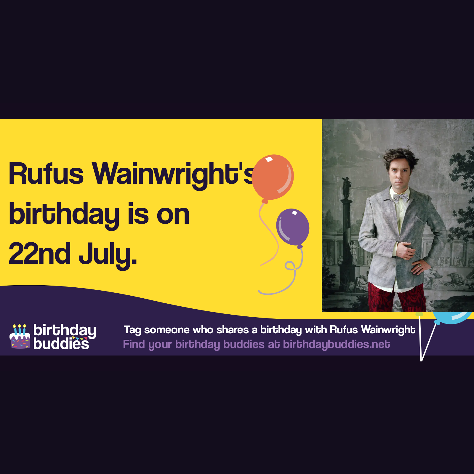 Rufus Wainwright's birthday is 22nd July 1973