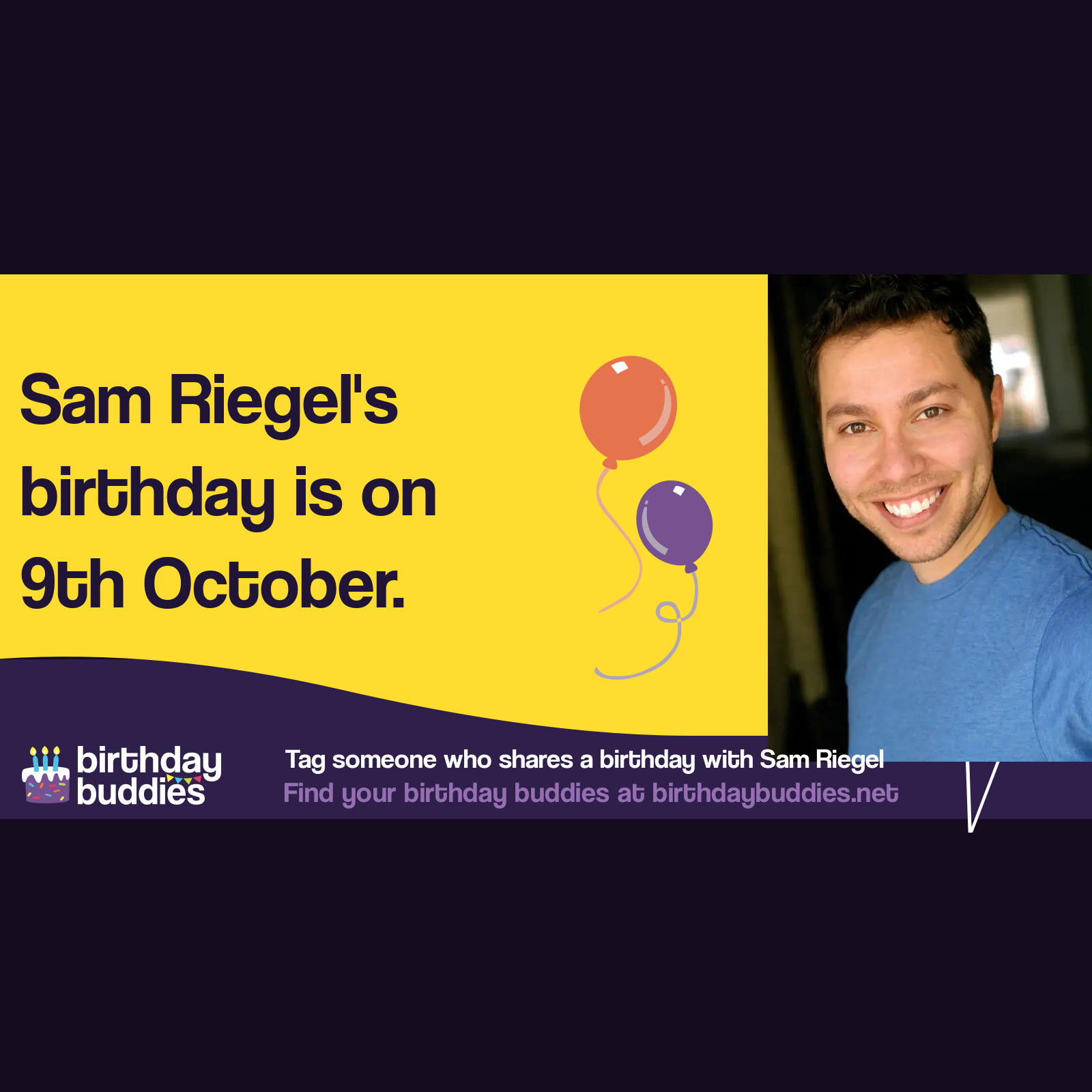 Sam Riegel's birthday is 9th October 1976