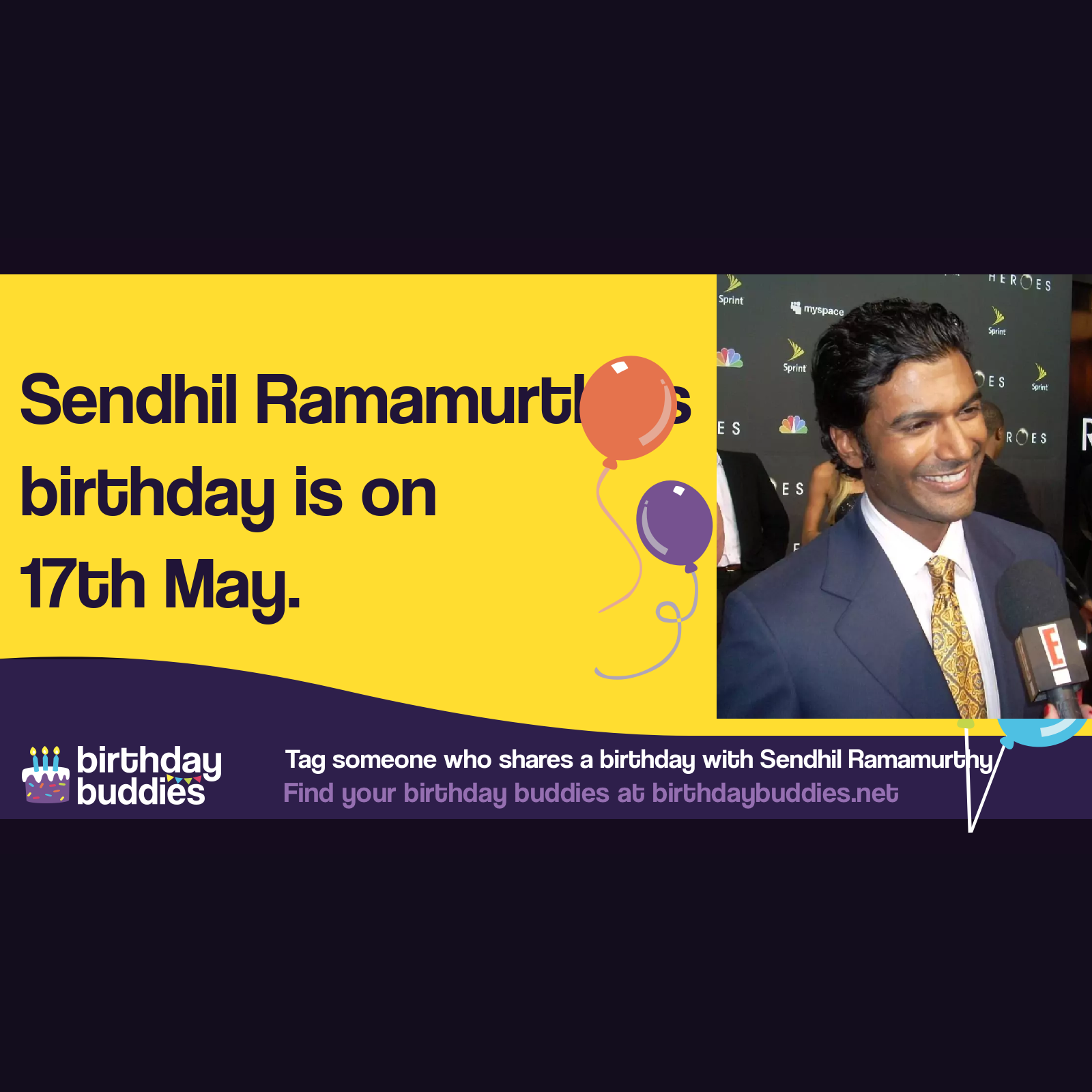 Sendhil Ramamurthy's birthday is 17th May 1974
