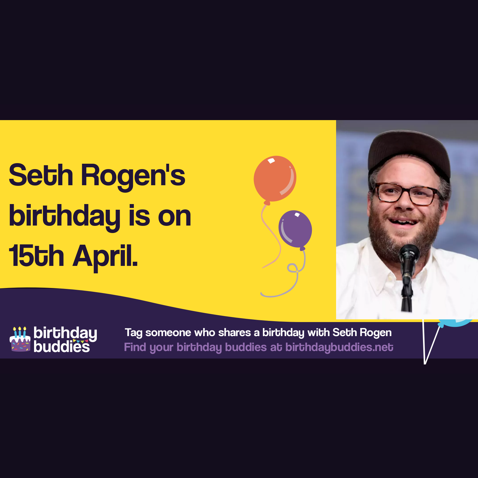 Seth Rogen's birthday is 15th April 1982