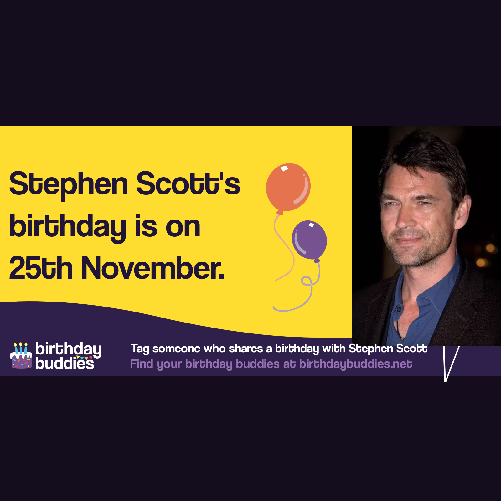 Stephen Scott's birthday is 25th November 1965