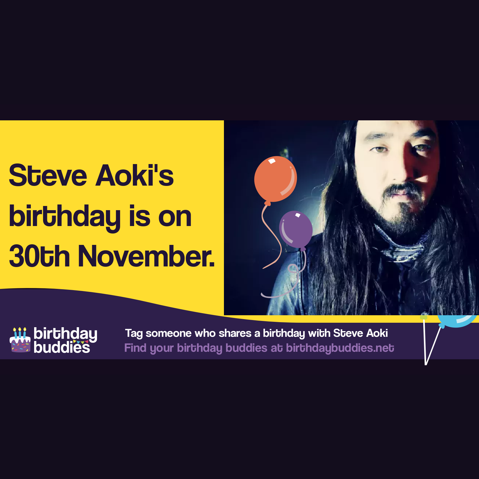 Steve Aoki's birthday is 30th November 1977
