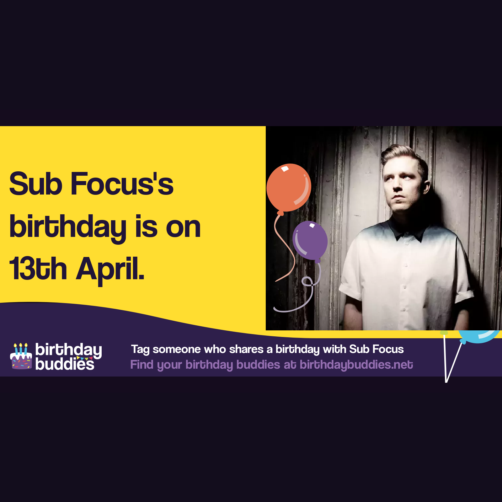 Sub Focus's birthday is 13th April 1982