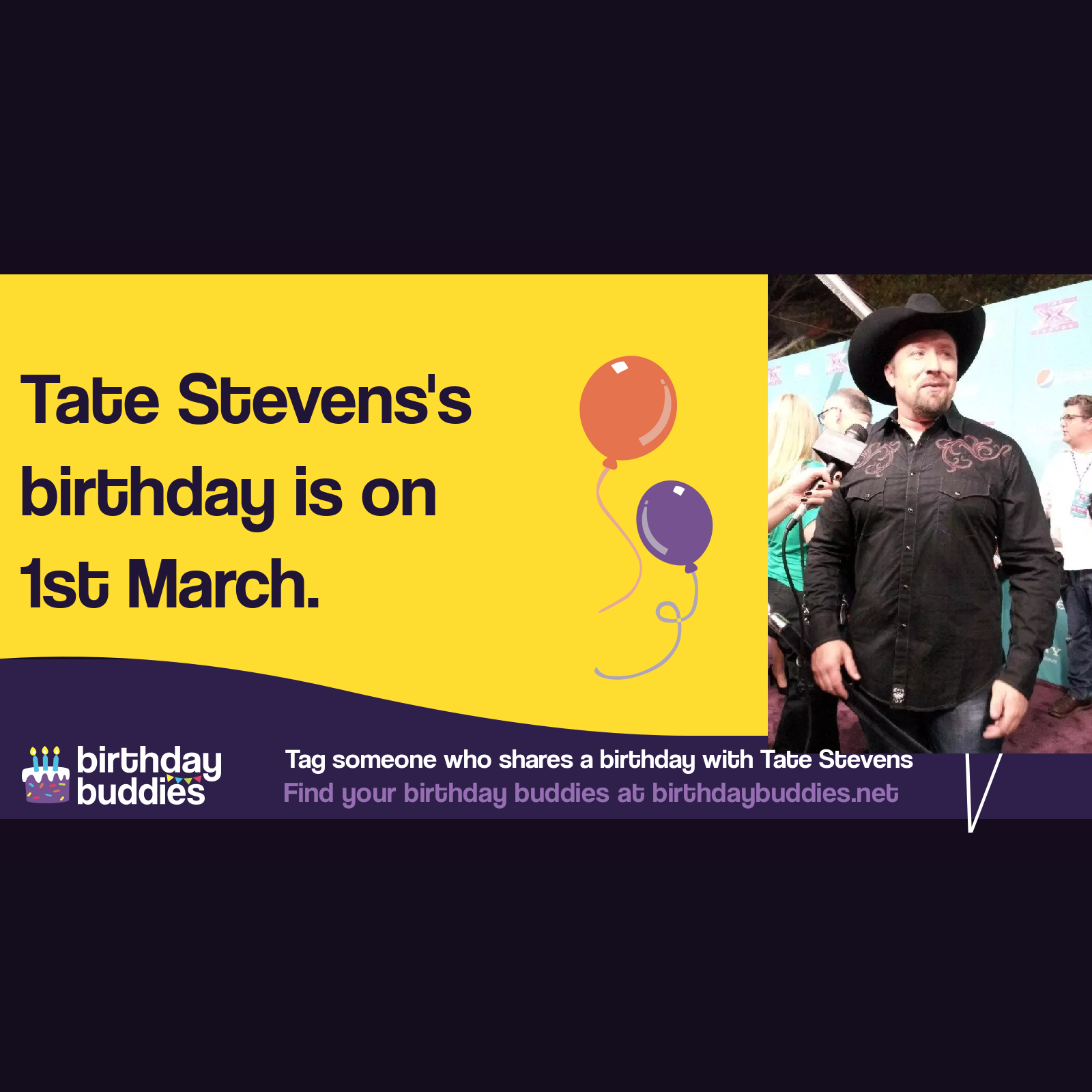 Tate Stevens's birthday is 1st March 1975
