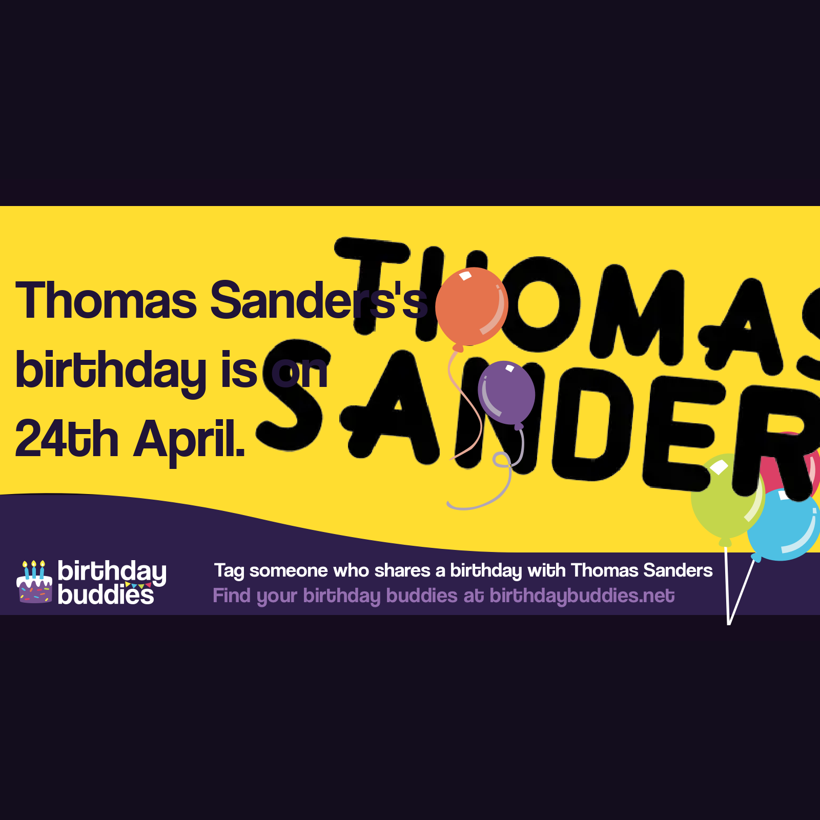 Thomas Sanders's birthday is 24th April 1989