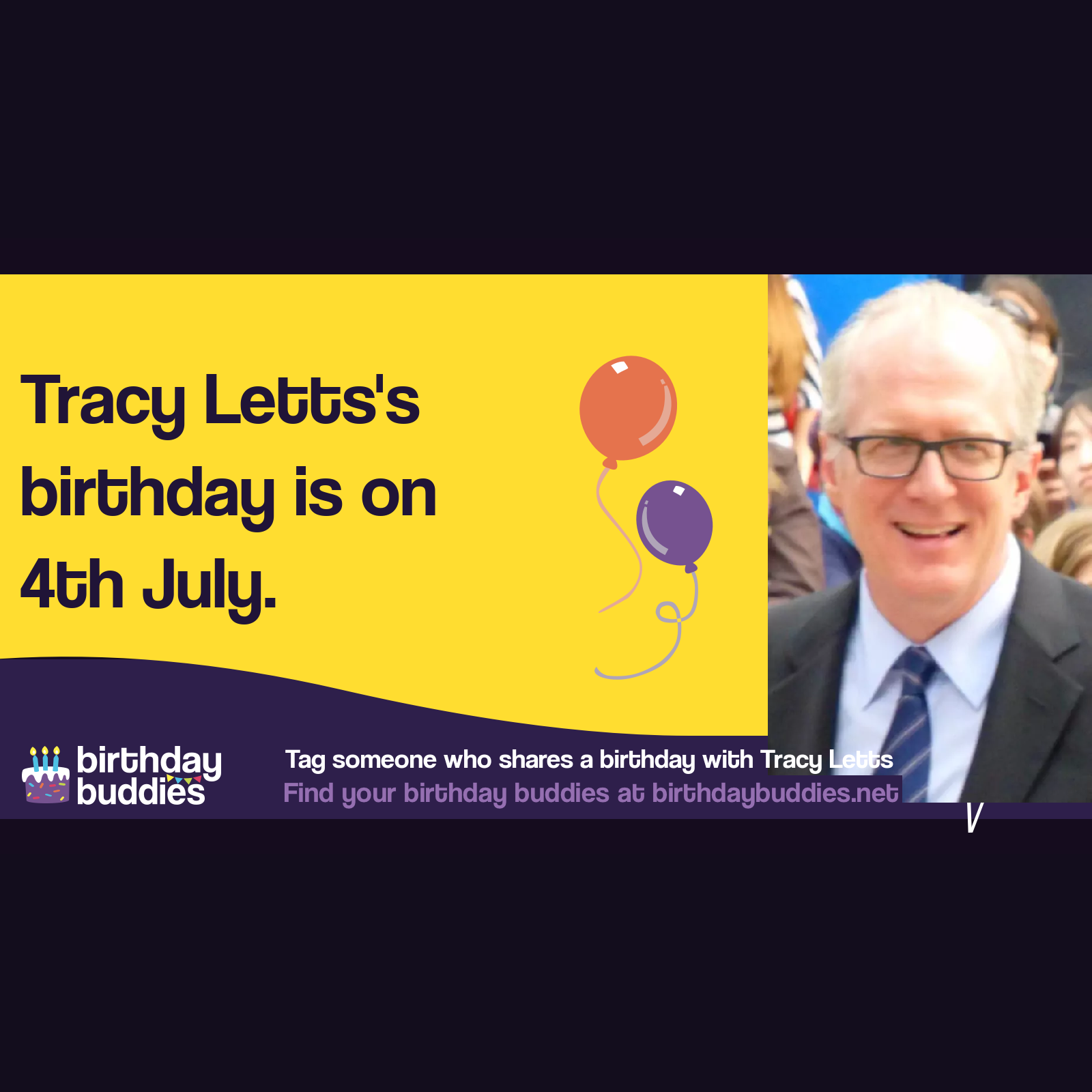 Tracy Letts's birthday is 4th July 1965 Tracy Letts's birthday is 4th July 1965