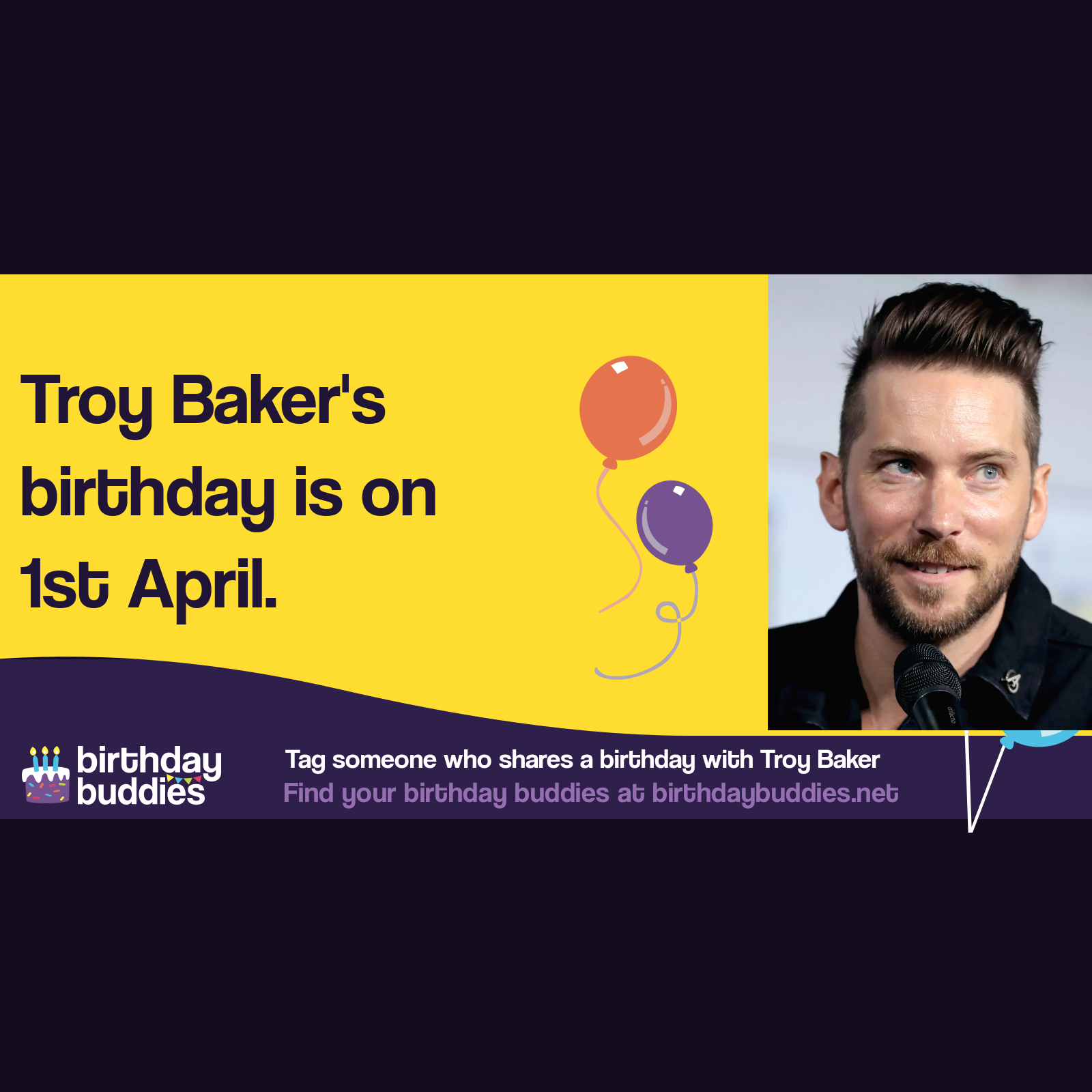 Troy Baker's birthday is 1st April 1976