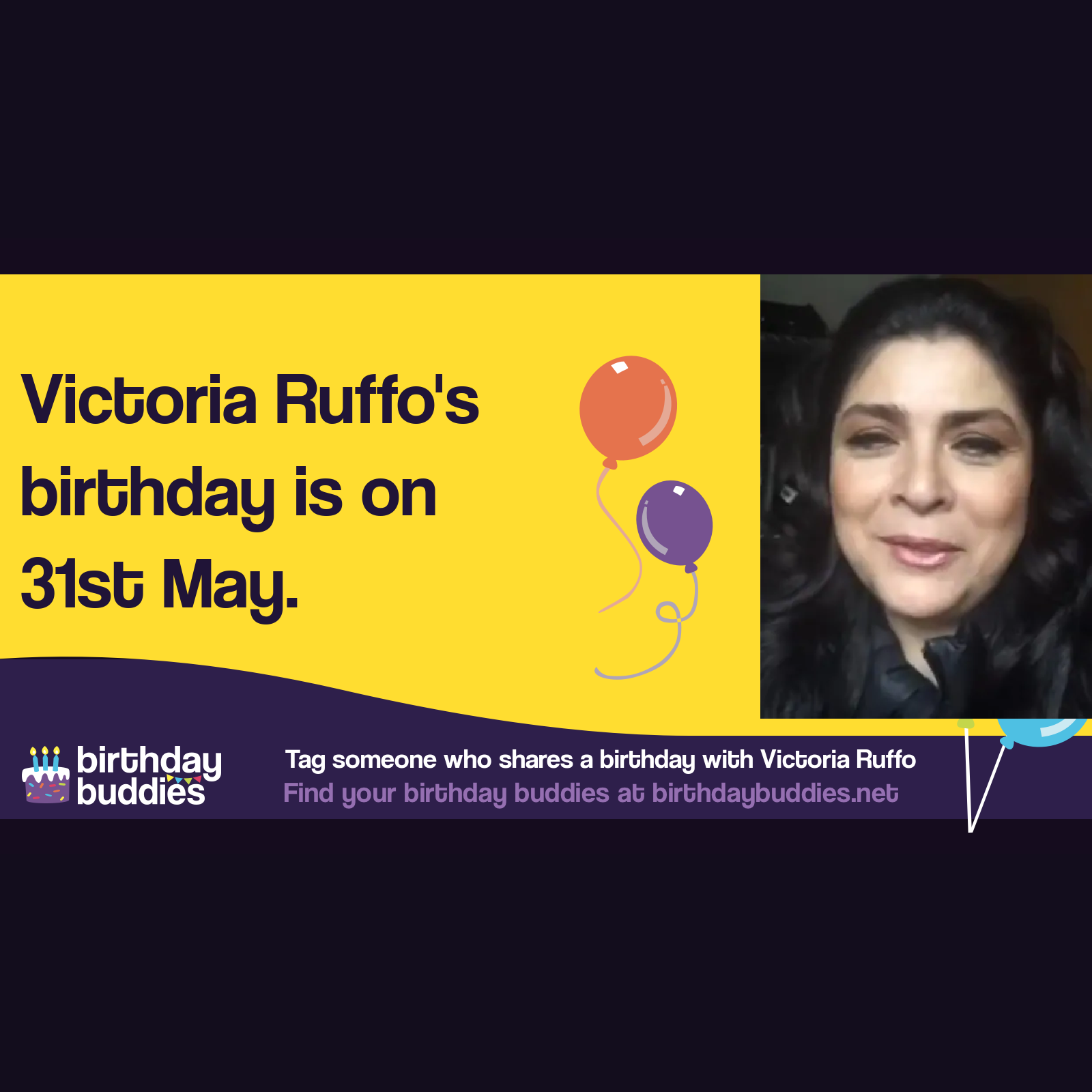Victoria Ruffo's birthday is 31st May 1962