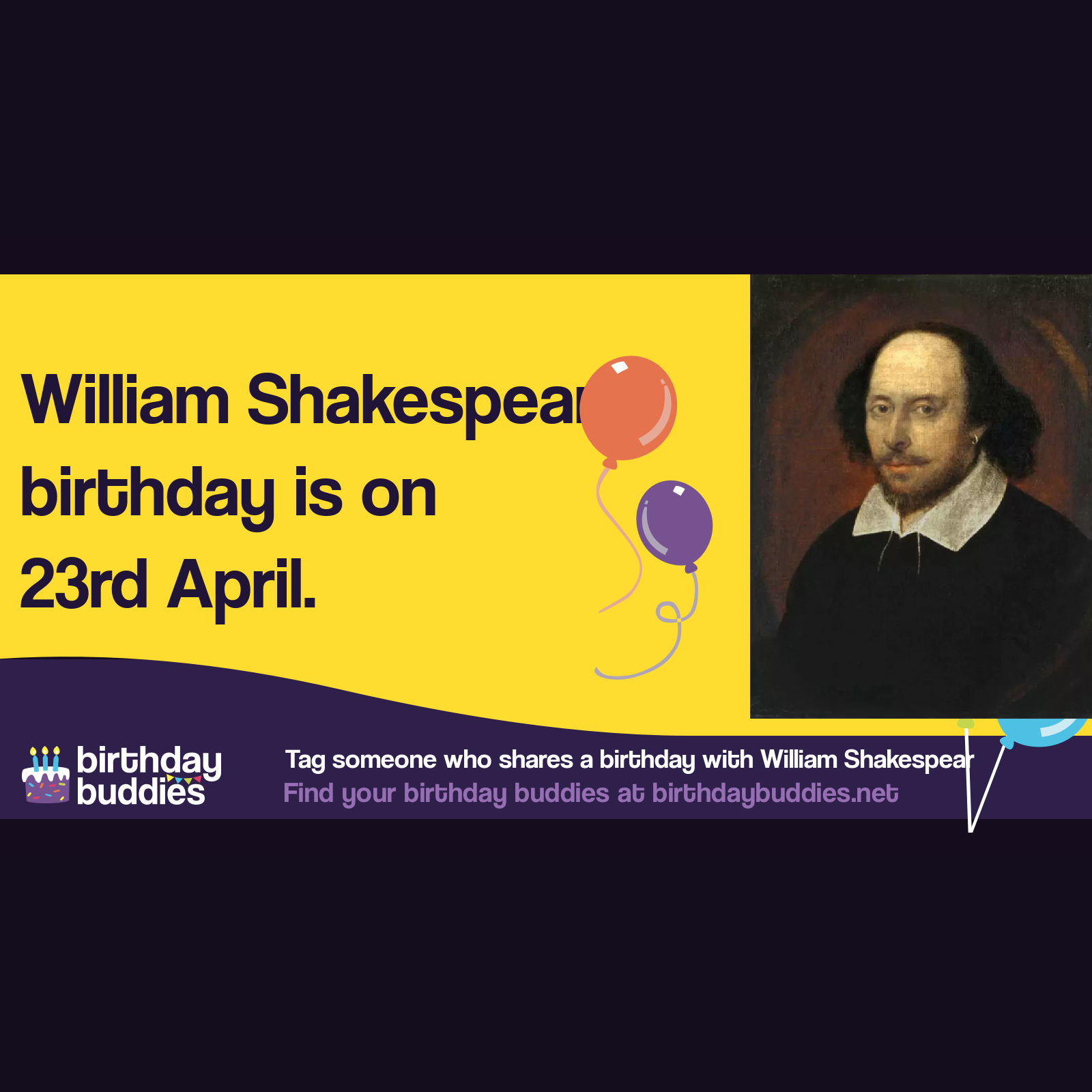 William Shakespear's birthday was 23rd April 1564