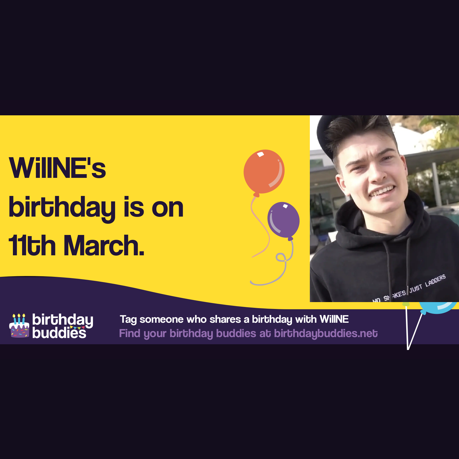 WillNE's birthday is 11th March 1996