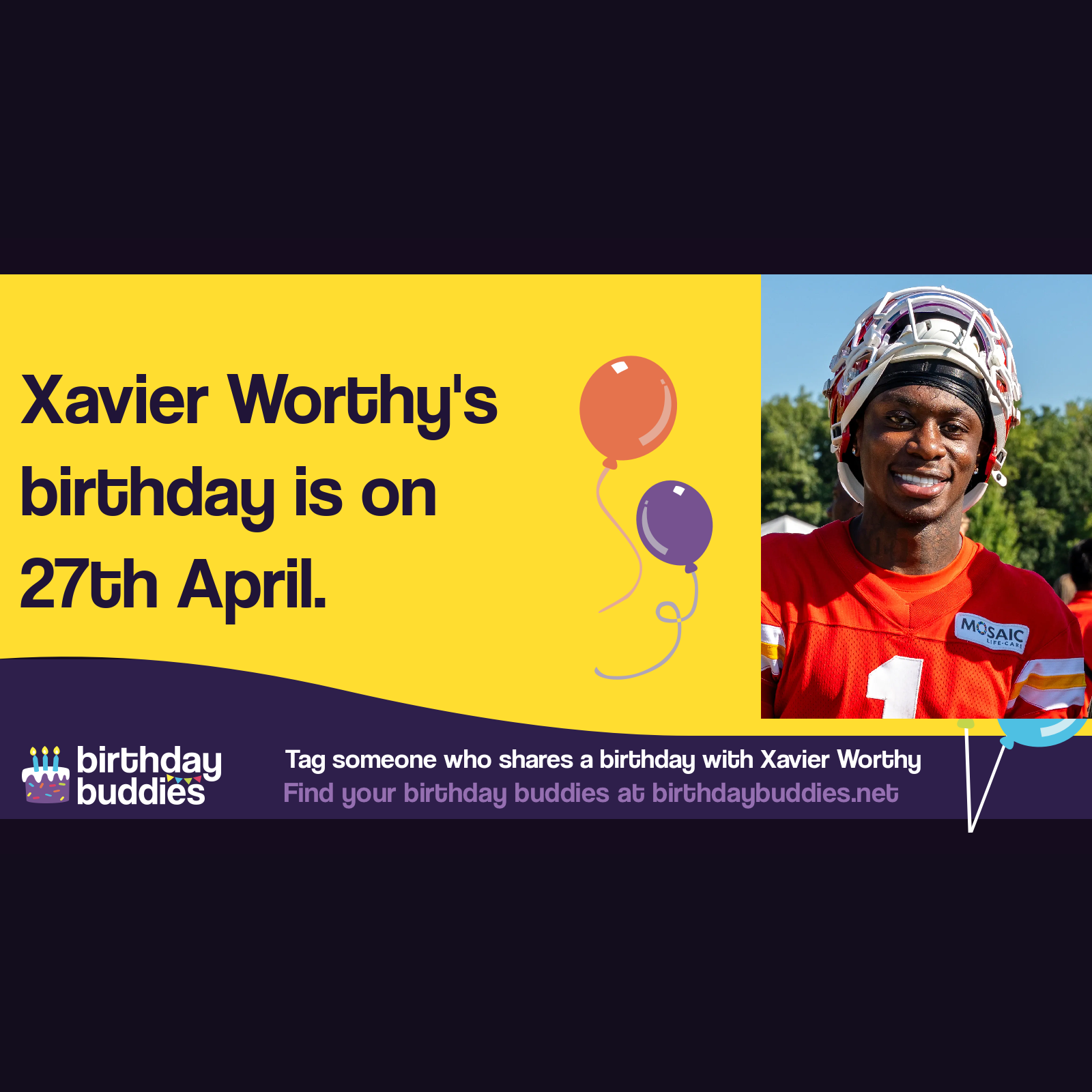 Xavier Worthy's birthday is 27th April 2003