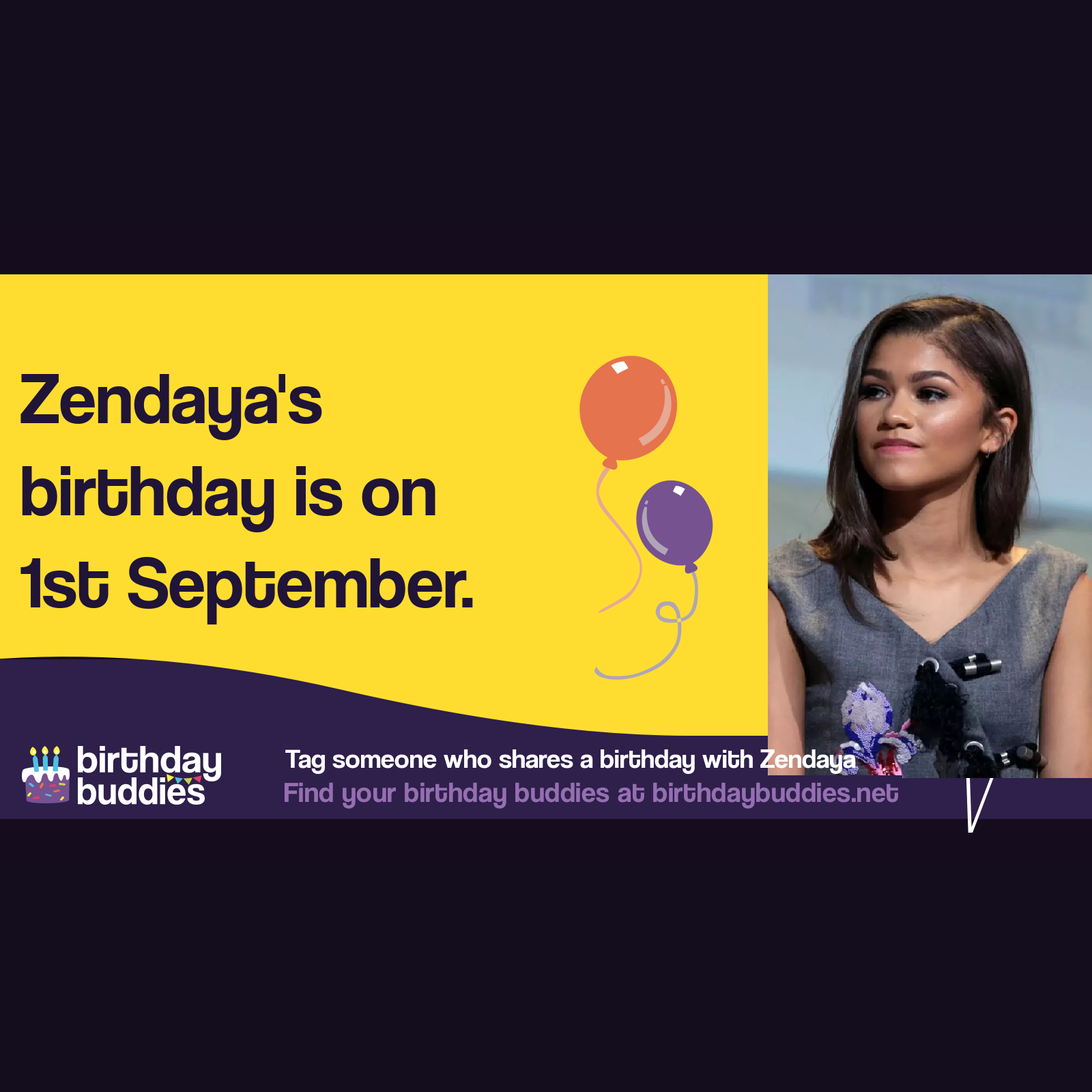 Zendaya's birthday is 1st September 1996